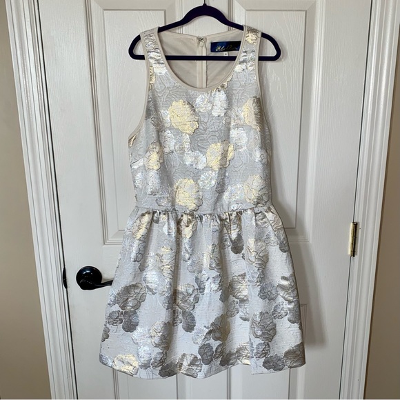 Blue Rain | Dresses | Blue Rain Cream Gold Silver Floral Dress | Poshmark